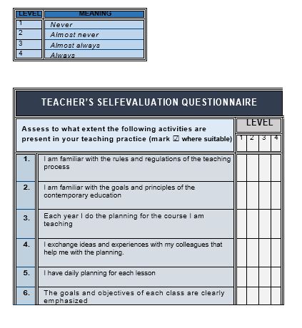 TEACHER’S SELFEVALUATION QUESTIONNAIRE – AdviserEdu / Educating